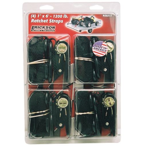 Erickson Ratcheting Tie Downs 4 Pack - 1" X 6'|