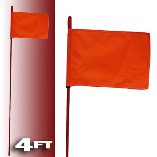Red Fire Stick W/Orange Safety Flag - 4ft,