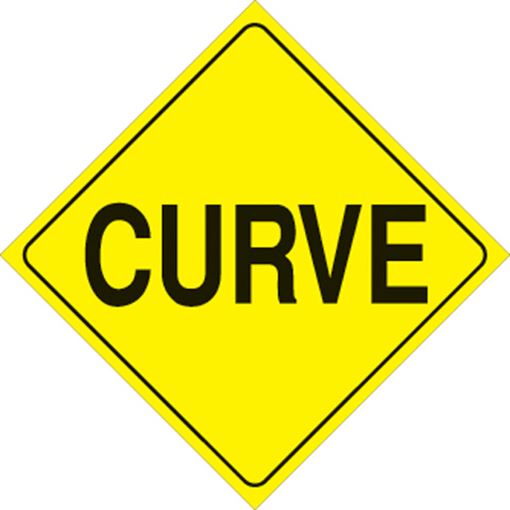 Yellow Plastic Reflective Sign 12" - Curve|