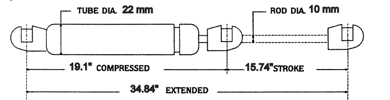 Stabilus Lift-o-Mat 185175 | 34.84 in. 90 lbs. gas charged lift support|