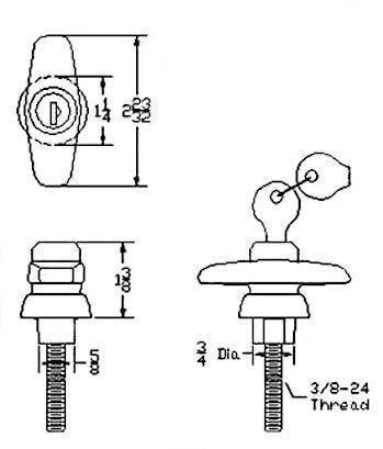 Side Access Window T-Handle Lock Kit for Truck Cap keyd J327 | T500J,