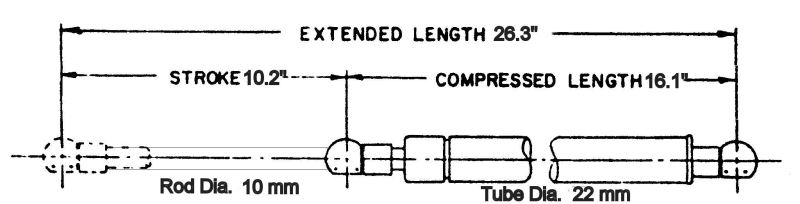 Stabilus Lift-o-Mat 2683NQ | 26.97 in. 180 lbs. gas charged lift support|