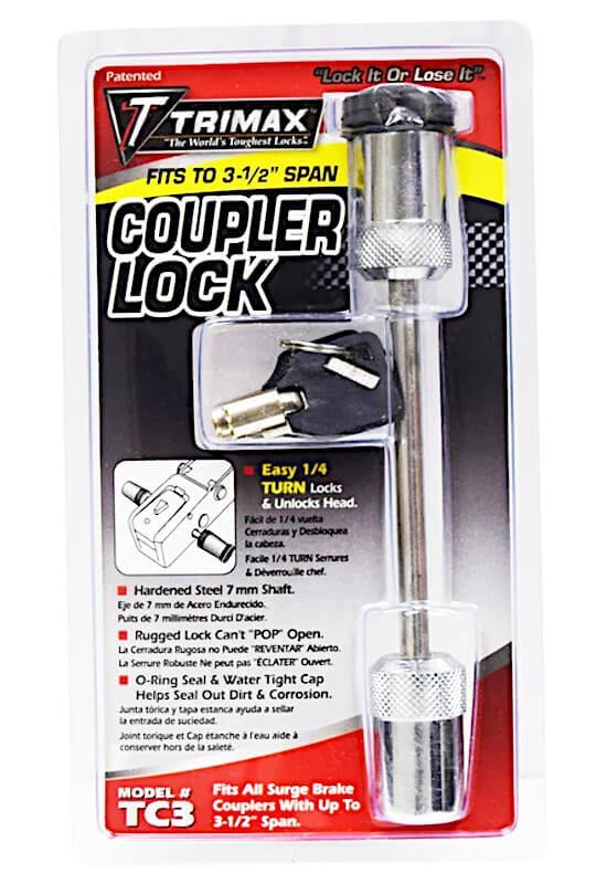 Trailer Steel Coupler Lock for up to 3.5" Span Couplers | Trimax TC3,