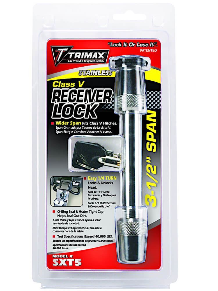 Trailer Stainless Steel 5/8" Key Receiver Lock, 3.5" Span | Trimax SXT5|