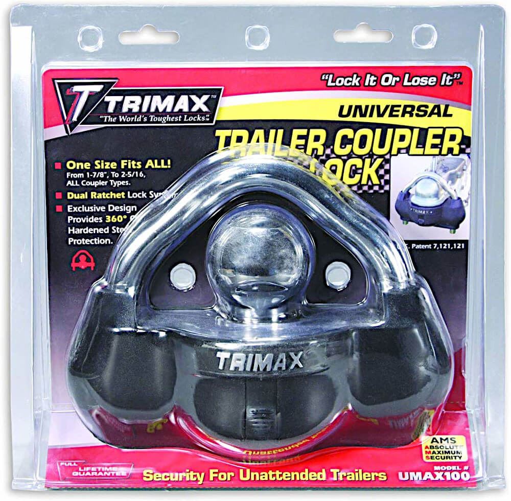 Trailer Universal Hardened Steel Dual Purpose Coupler Lock | Trimax ...