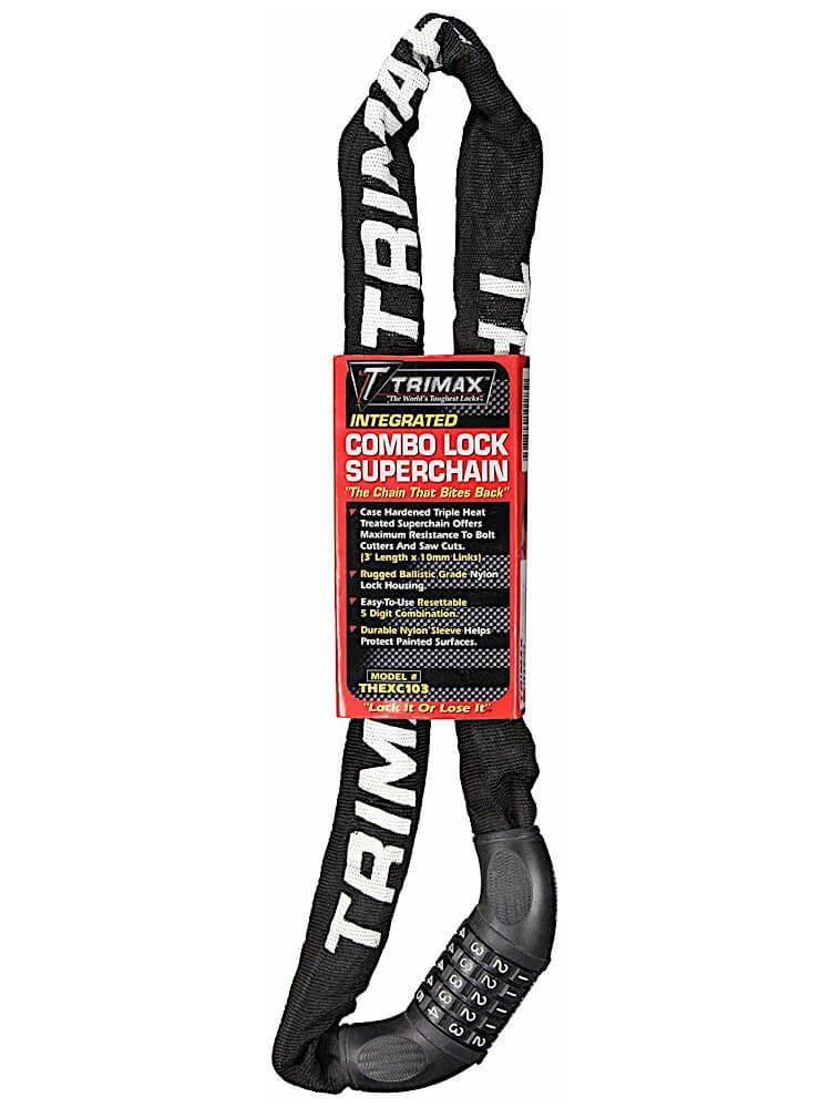 Integrated Combo Lock & Super Chain, 36" x 6mm Links | Trimax THEXC103|