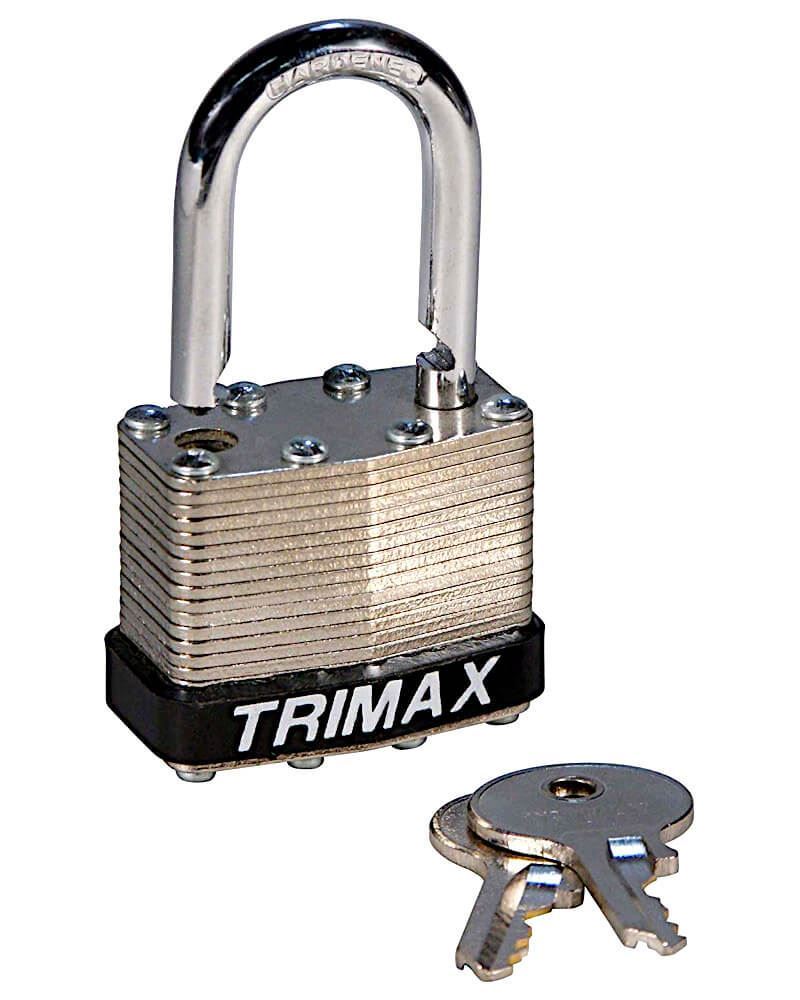 Dual Locking 40mm Steel Padlock, 1" x 1/4" Dia Shackle | Trimax TLM100|
