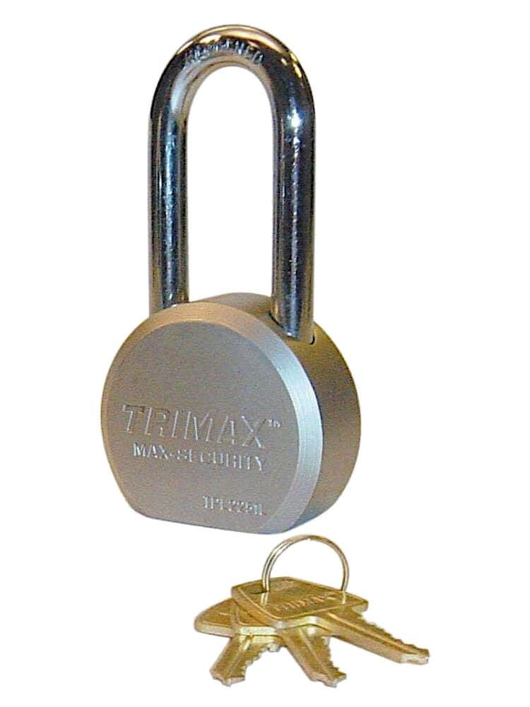 Hardened 64mm Solid Steel Padlock, 2.25" x 11mm Shackle | Trimax TPL2251L|