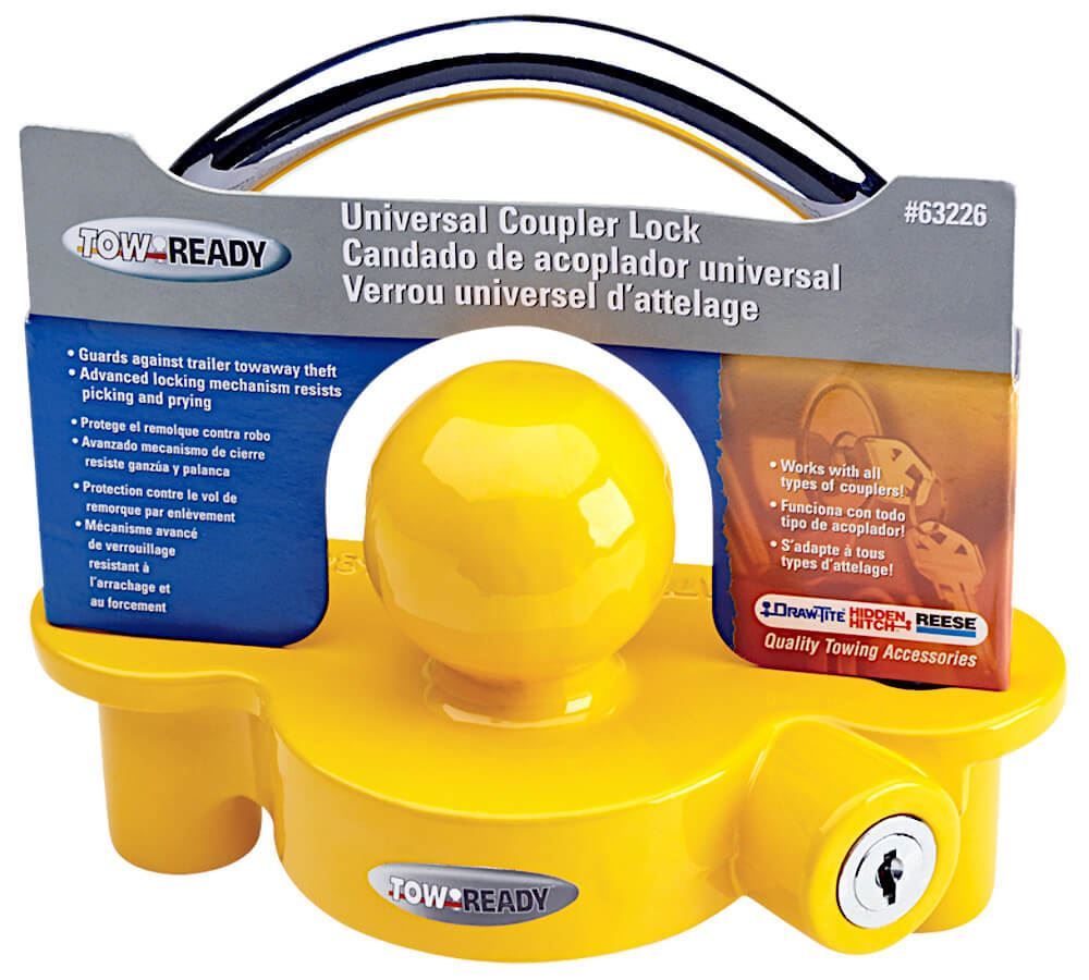 Trailer Universal Dual Purpose Coupler Lock | Tow Ready 63226,