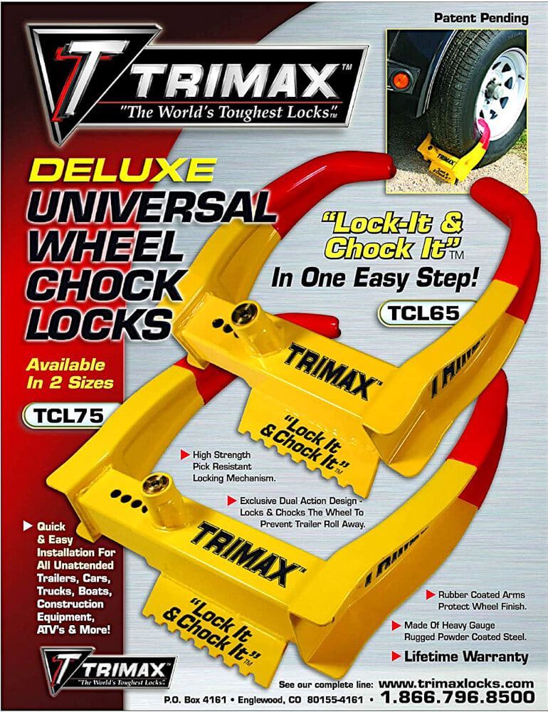 Deluxe Universal Chock Lock Dual Action Wheel Lock | Trimax TCL75|