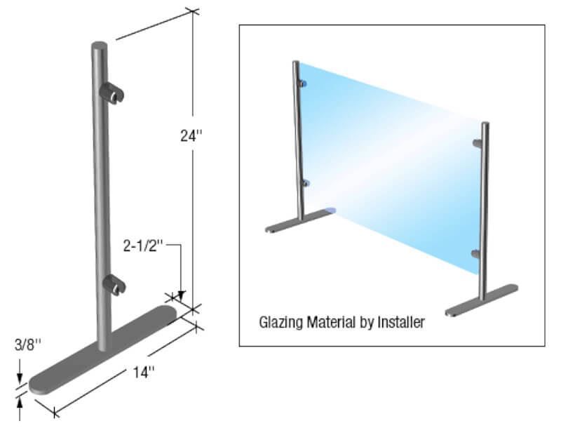 Round Portable Partition End Post, 24” x 1” | CRL PP24E|