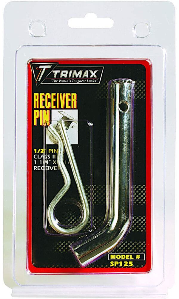 Chrome 1/2" x 2.5", Trailer, Receiver Pin & Clip | Trimax SP125,